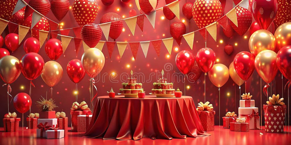 Vibrant Ruby Red Birthday Backdrop a Festive and Elegant Photo ...