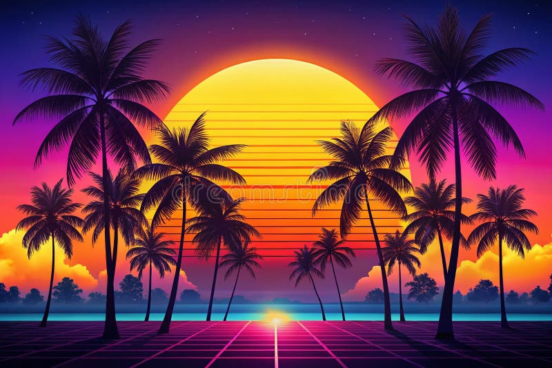 Vibrant 80s Sunset with Palm Trees: a Captivating Documentary ...