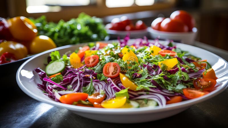 Vibrant Salad Bursting with Colorful Vegetables Stock Illustration ...