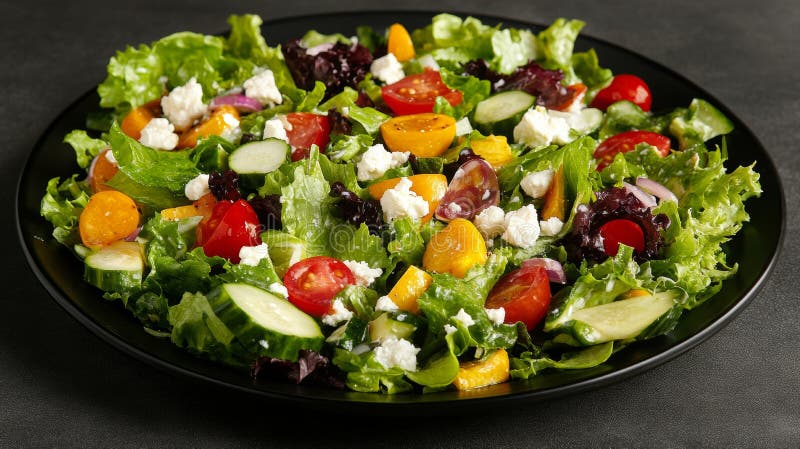 Vibrant Salad Featuring Fresh Vegetables and Delightful Toppings ...