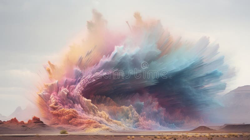 A Vibrant Sand Explosion in the Desert Landscape Stock Photo - Image of ...