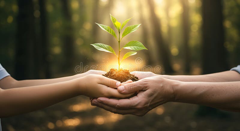 Nurturing Growth Together a Symbol of Sustainability Stock Illustration ...