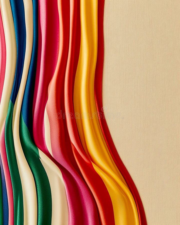 Smooth Satin Ribbon Delicately Flows Across a Neutral Surface Creating ...