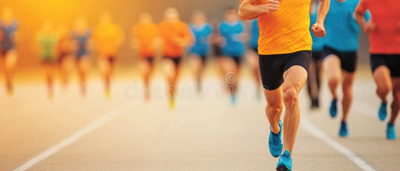 Dynamic Group of Runners in Motion on Track Stock Image - Image of ...