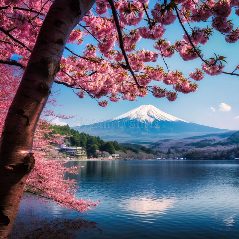 Vibrant Scenery Japan Fuji Mountain Cherry Blossom Kawaguchi Lake ... Vibrant Scenery Japan Fuji Mountain Cherry Blossom Kawaguchi Lake ...