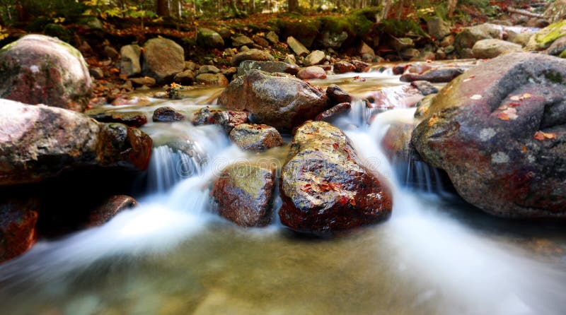 Vibrant Scenery of a River Flowing Over Rocks with Long Exposure Stock ...