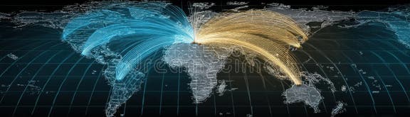 A Vibrant Schematic Diagram Featuring a Complex Network of Intersecting Pathways with Bold Blue ...