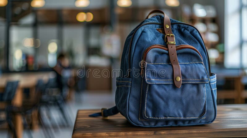 Vibrant School Backpack on Desk, Classroom with Kids in Backgroundback ...
