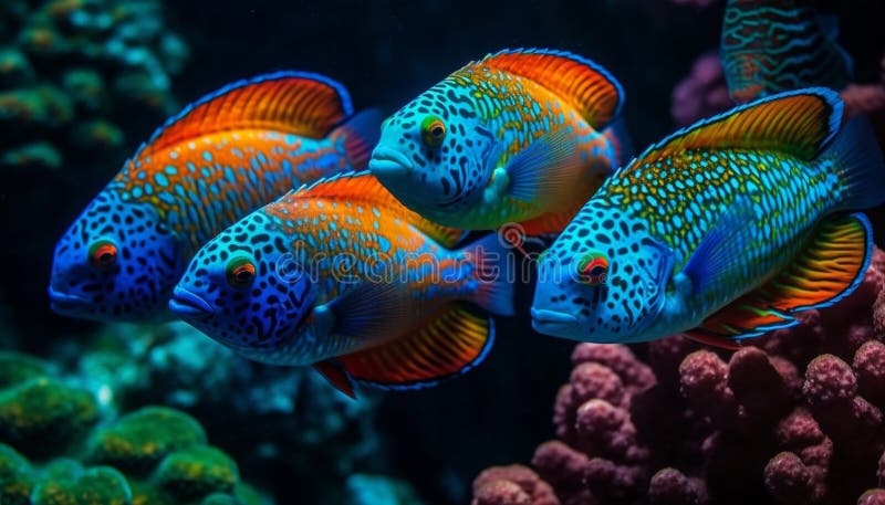 Vibrant School of Fish in Stunning Reef Generated by AI Stock ...