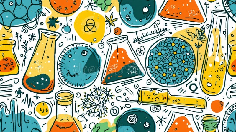 Vibrant Science Doodle Seamless Pattern- Good Resolution Stock ...
