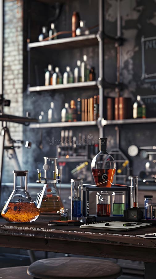 Vibrant Science Lab Scene with Experiments and Equipment Set Up for ...
