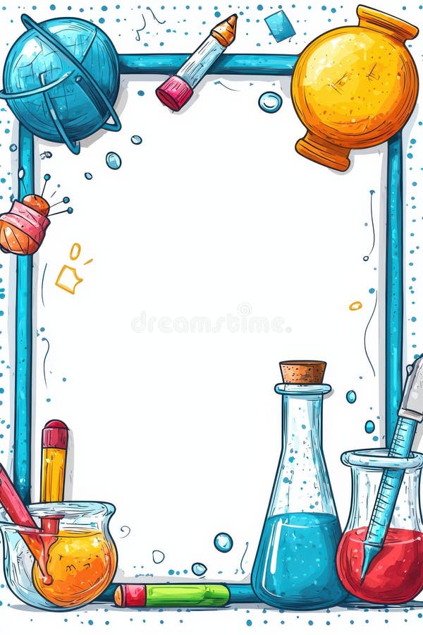 Border with Beakers Background Stock Vector - Illustration of clear ...