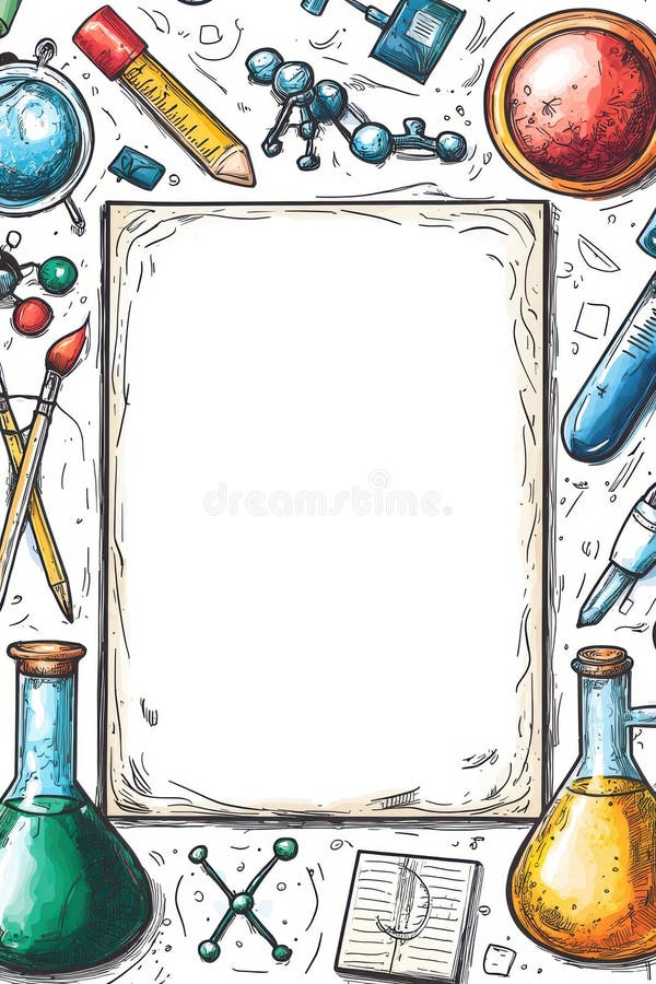 Science-themed School Notebook Cover with Colorful Laboratory Equipment ...