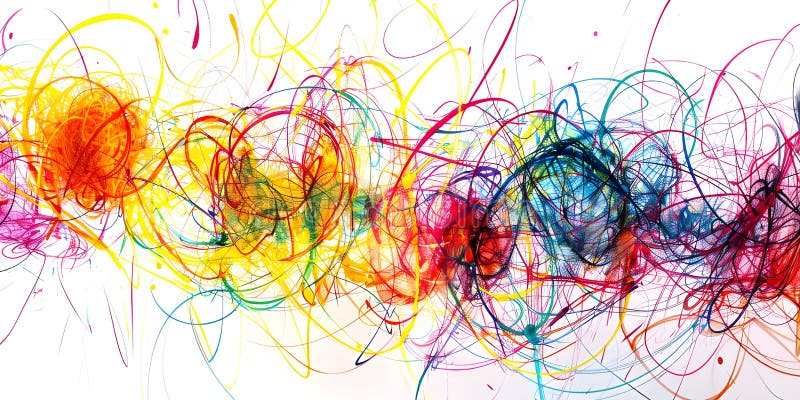 Vibrant Scribbles on White Background, Colorful Abstract Scribbles, Abstract Colorful Scribbles ...