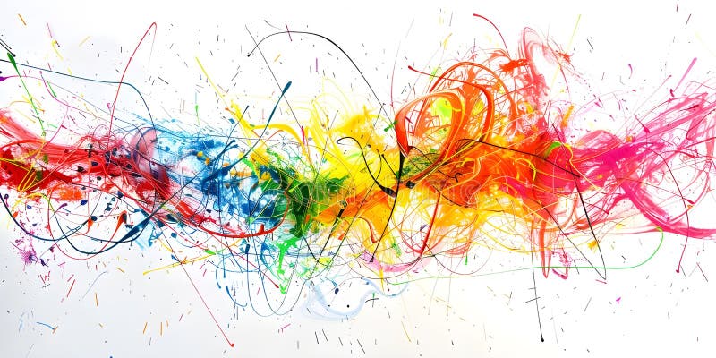 Vibrant Scribbles on White Background, Colorful Abstract Scribbles ...