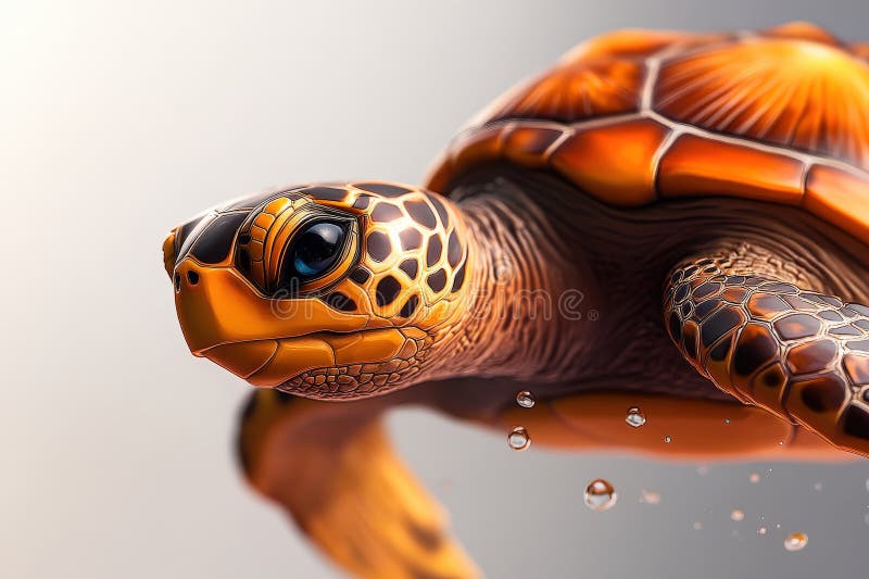 Vibrant Sea Turtle Close-up with Detailed Shell and Water Droplets ...