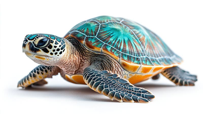 Vibrant Sea Turtle on White Background Stock Illustration ...