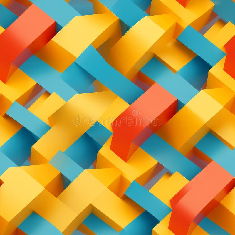 Vibrant Seamless 3d Rendering of Interlocking Colorful Squares Stock ...