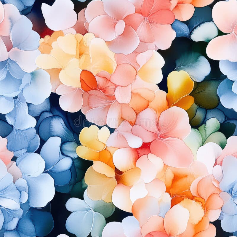 Vibrant Seamless Pattern of Colorful Flowers in Soft Hues Creating ...