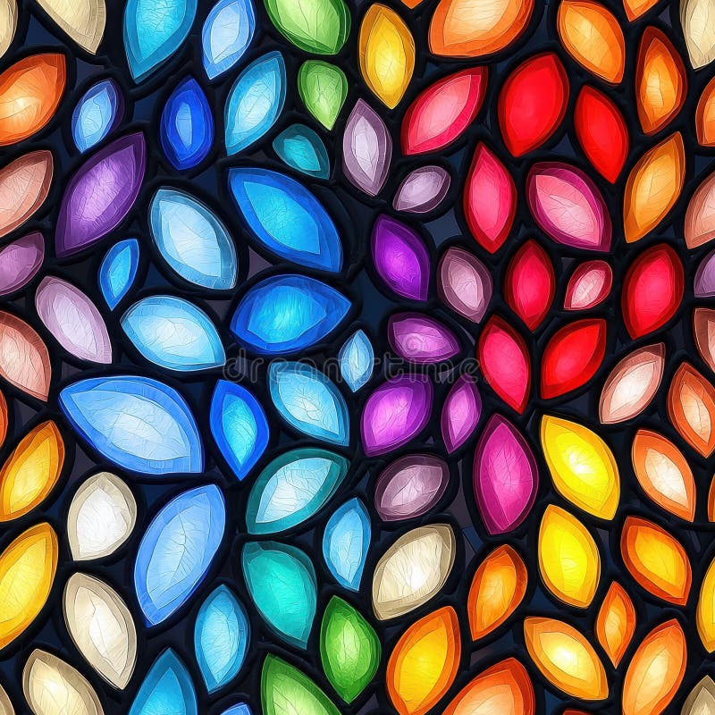 Vibrant Seamless Pattern of Colorful Leaves in Various Shapes Creating ...