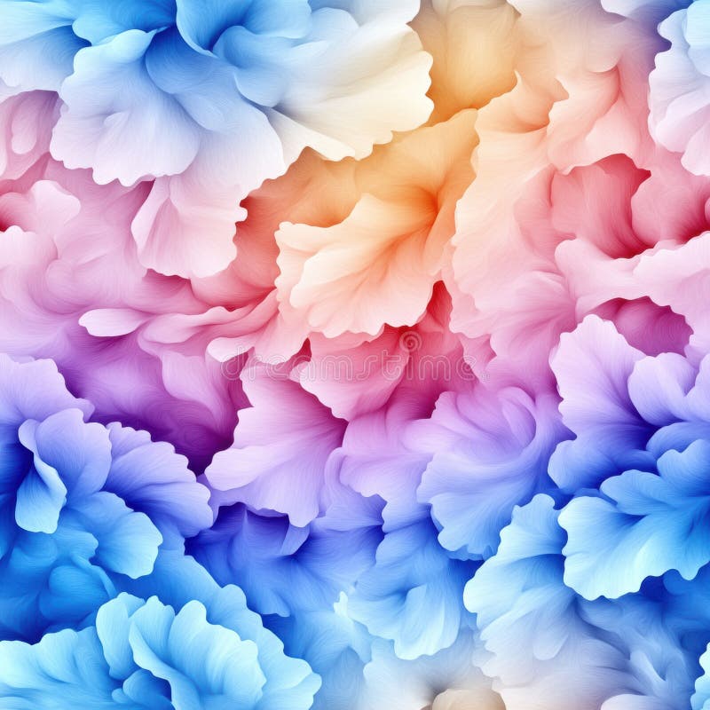 Vibrant Seamless Pattern of Delicate Flowers in Soft Pastel Colors ...