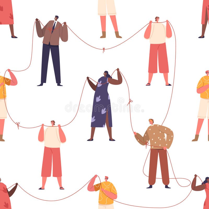 Vibrant Seamless Pattern Featuring Diverse Characters Connected by a ...