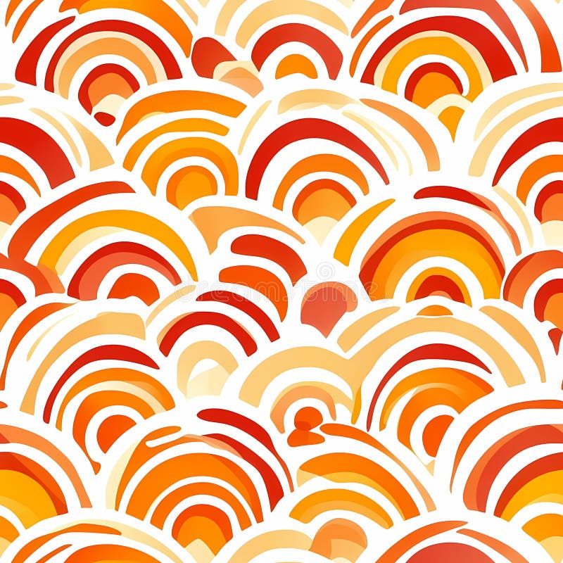Abstract Orange and White Circular Wave Pattern Seamless Design AI ...