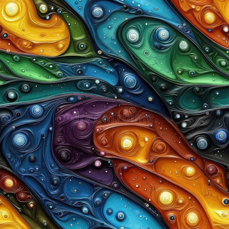 Vibrant Seamless Pattern Filled with Swirling Colors and Dynamic Shapes ...