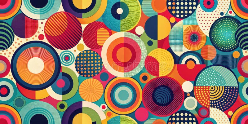 Vibrant Seamless Pattern of Interlocking Colorful Circles with ...