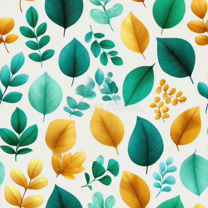 Vibrant Seamless Pattern of Organic Leaves in Vivid Colors for Nature ...