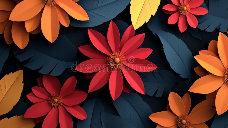 A Vibrant Seamless Pattern Showcases an Array of Tropical Flowers and ...