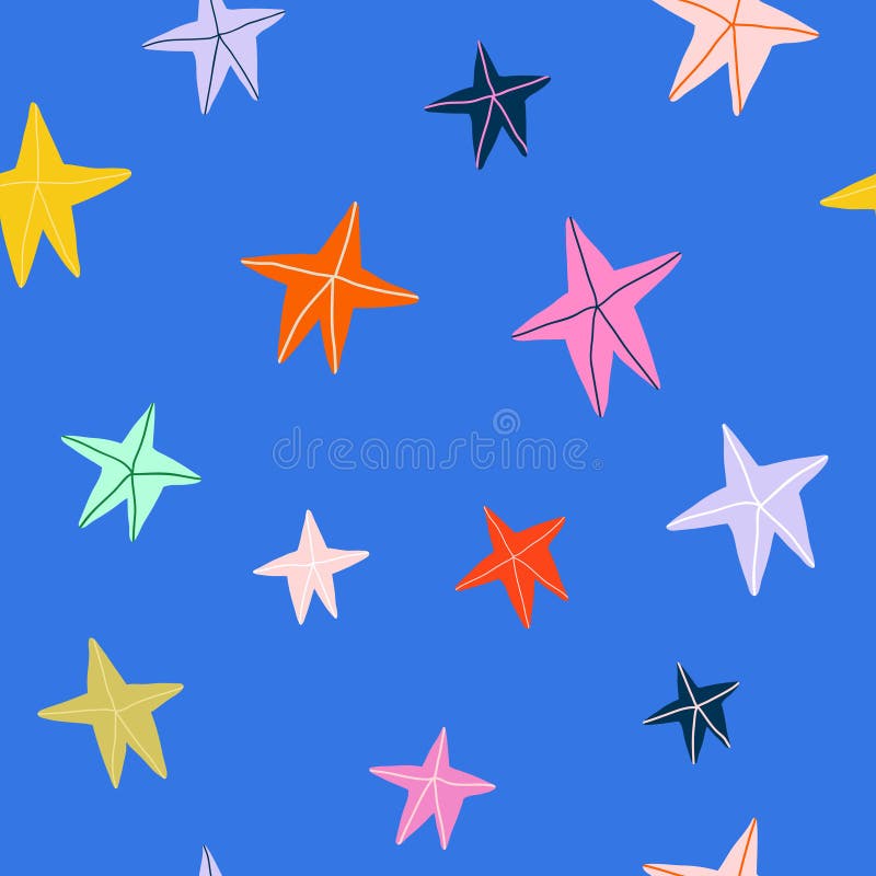 Vibrant Seamless Vector Patterns with Hand Drawn Stars for Stylish ...