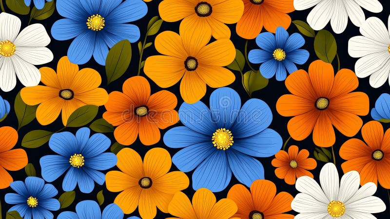 Vibrant Seamless Wildflower Pattern Background Stock Illustration ...