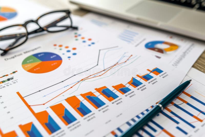 Vibrant Search Engine Optimization Charts and Graphs in Closeup View on ...