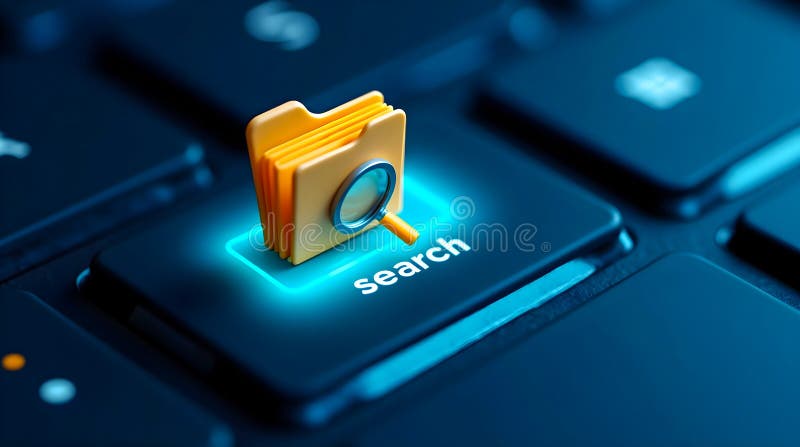 A Vibrant Search Icon, Designed As a Yellow Folder with a Magnifying ...