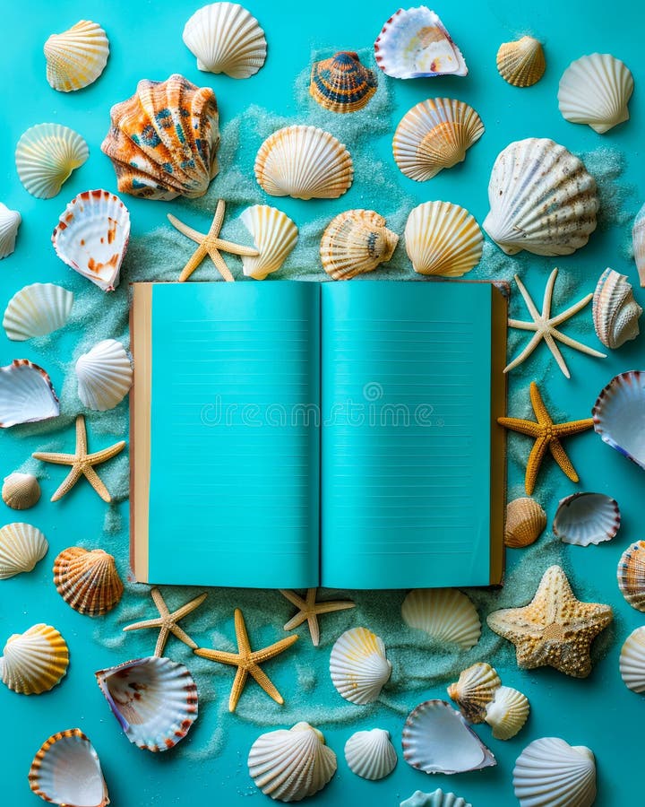 Vibrant Seaside Notebook with Seashells and Starfish Beach Inspired ...