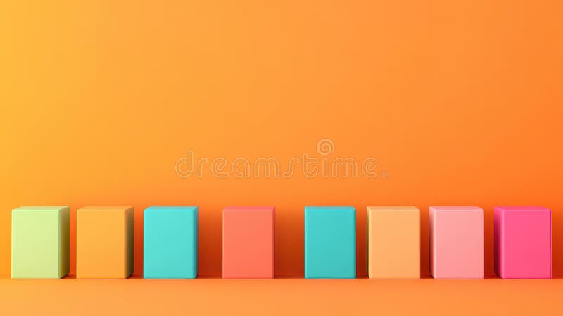 A Vibrant Series of Rectangular Blocks Lined Against a Bright Orange ...