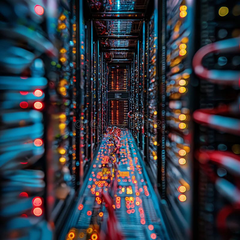 Vibrant Server Corridor: a Glimpse into High-Tech Infrastructure Stock ...