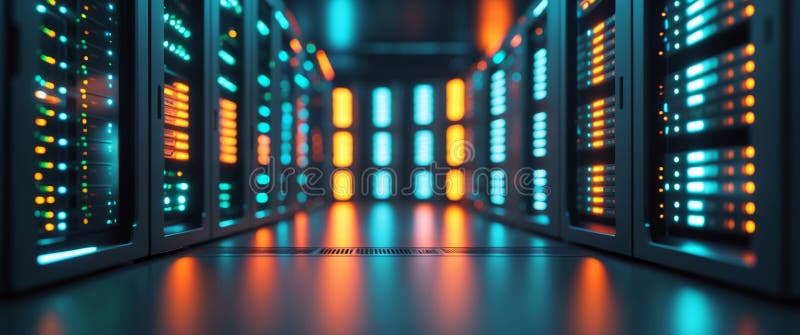 Vibrant Server Rack Lights Data Center Technology Stock Photo - Image ...