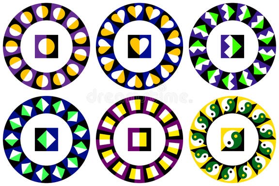 Vibrant Set of Optical Illusion Circular Frames and Elements for ...