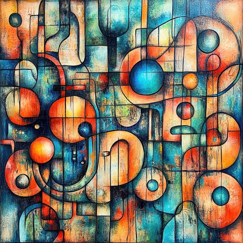 Colorful Cubist Shape Art Blending Vibrant Tones and Geometric Forms in ...
