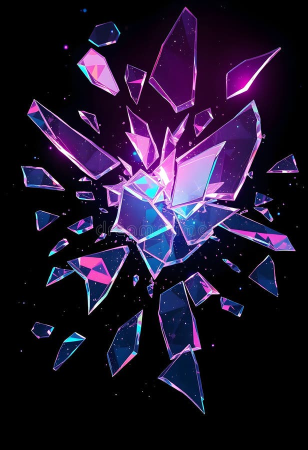 Shattered Glass: a Symphony of Neon Colors Stock Illustration ...