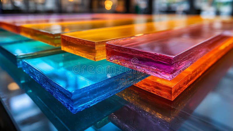 Brightly Colored Glass Sheets Arranged in a Vibrant Display for ...