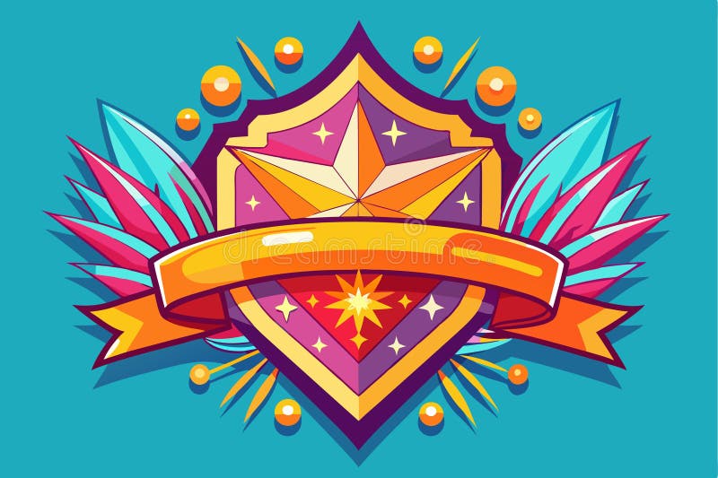A Vibrant Shield Design Featuring a Star and Decorative Elements Ideal ...