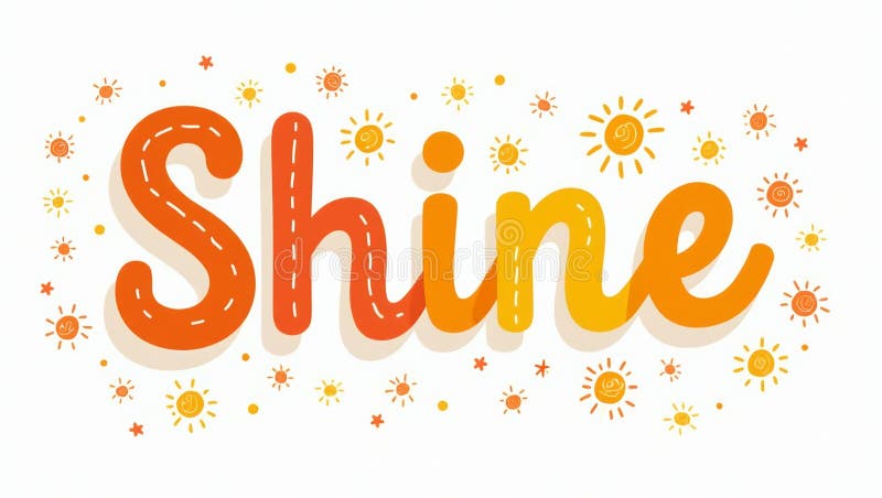 Vibrant Shine Word with Suns and Stars Doodles Stock Illustration ...