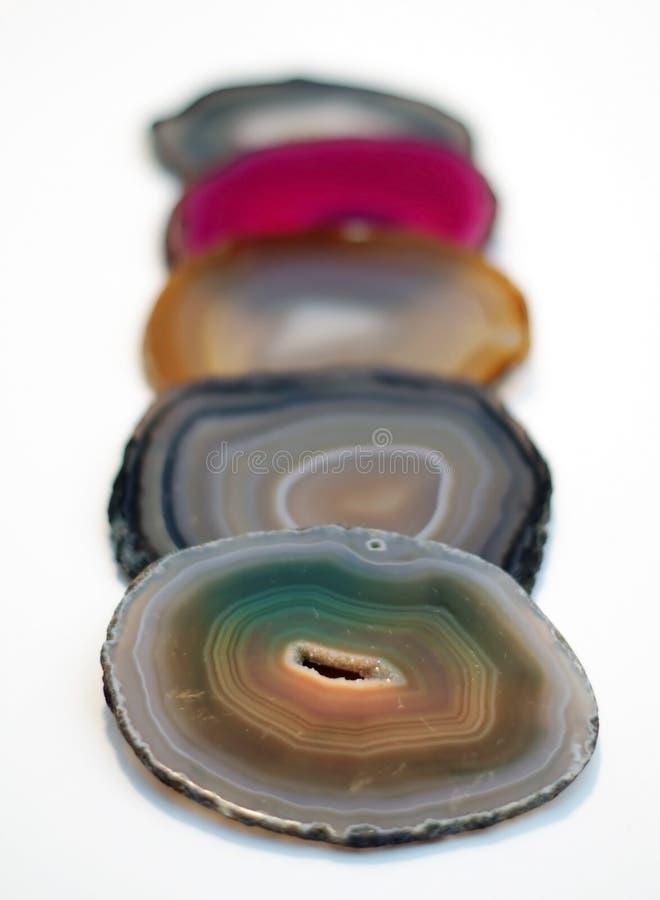 Vibrant and Shiny Agate Rock Slice Isolated on White Background Stock ...