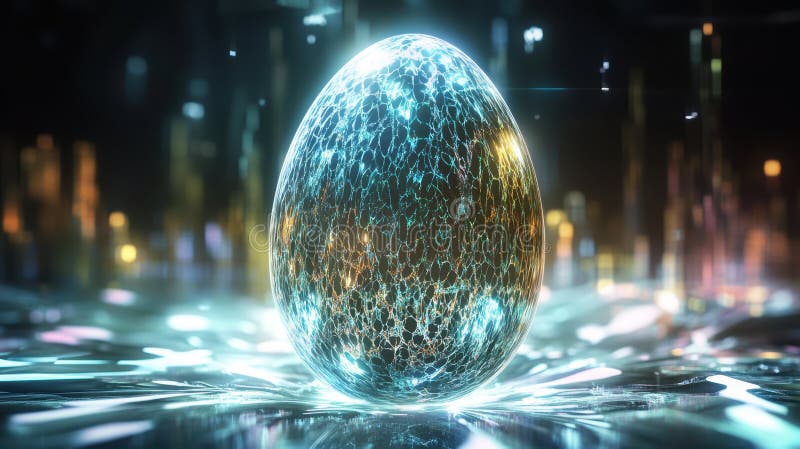 A Vibrant, Shiny Egg Rests on a Reflective Surface, Capturing the ...