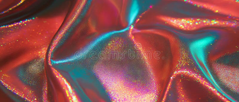 Vibrant Shiny Nylon Fabric with Abstract Glitter Patterns and Smooth ...