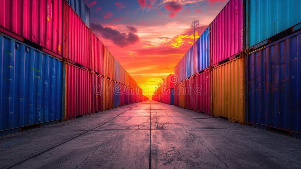 The Vibrant Shipping Containers.AI Generated Image Stock Image - Image ...