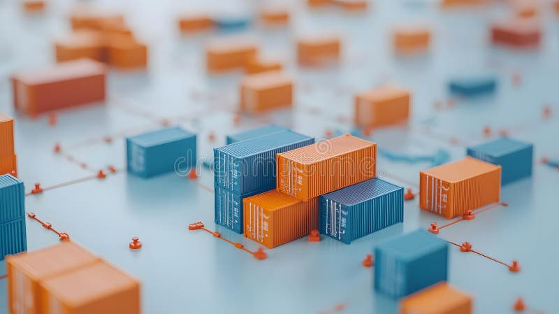 Vibrant Shipping Network with Container Overlays Representing Global ...